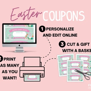 Editable Easter Basket Coupons for Kids | Super Cute Bunny Bucks for ...