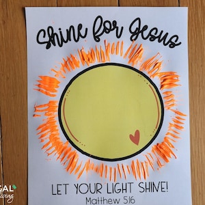 Shine for Jesus Craft for Kids, VBS Summer Sun Craft, Matthew 5:16 Let ...