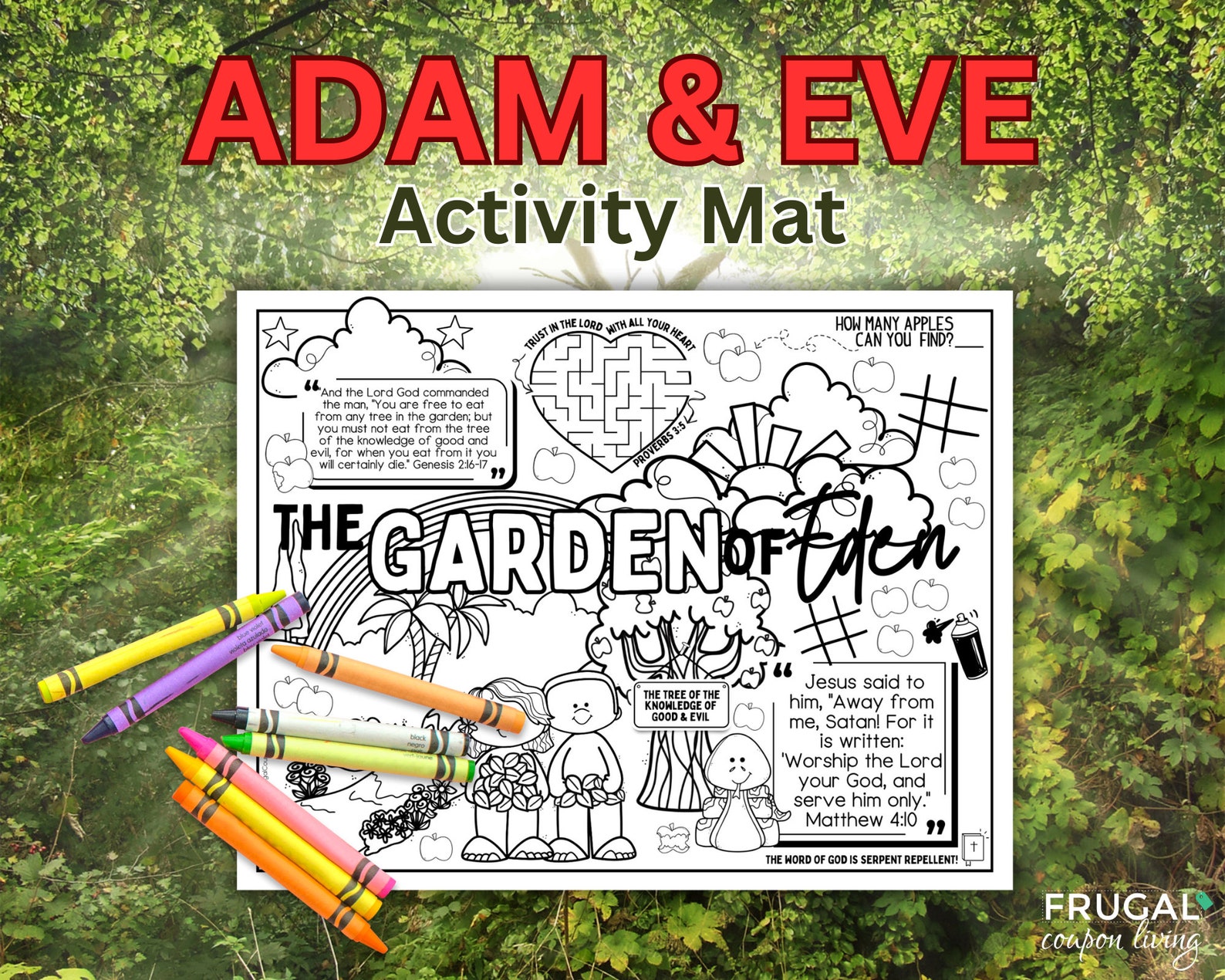 Adam and Eve Crafts for Sunday School Printable Set, Garden of Eden ...