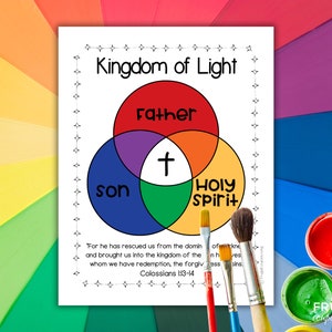 Holy Trinity Kingdom of Light Art for Kids, 3 Circle Color Wheel Venn ...