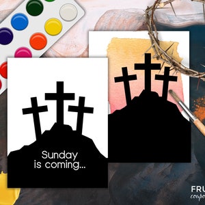 Good Friday Craft Printable, Kids' Lent Activity Watercolor Print 3 ...