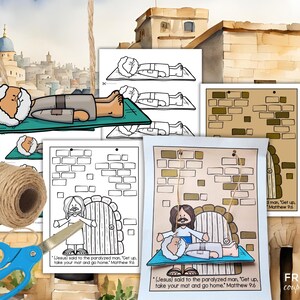 Jesus Heals a Paralyzed Man Craft Set + Coloring Wheel & Activity Mat ...