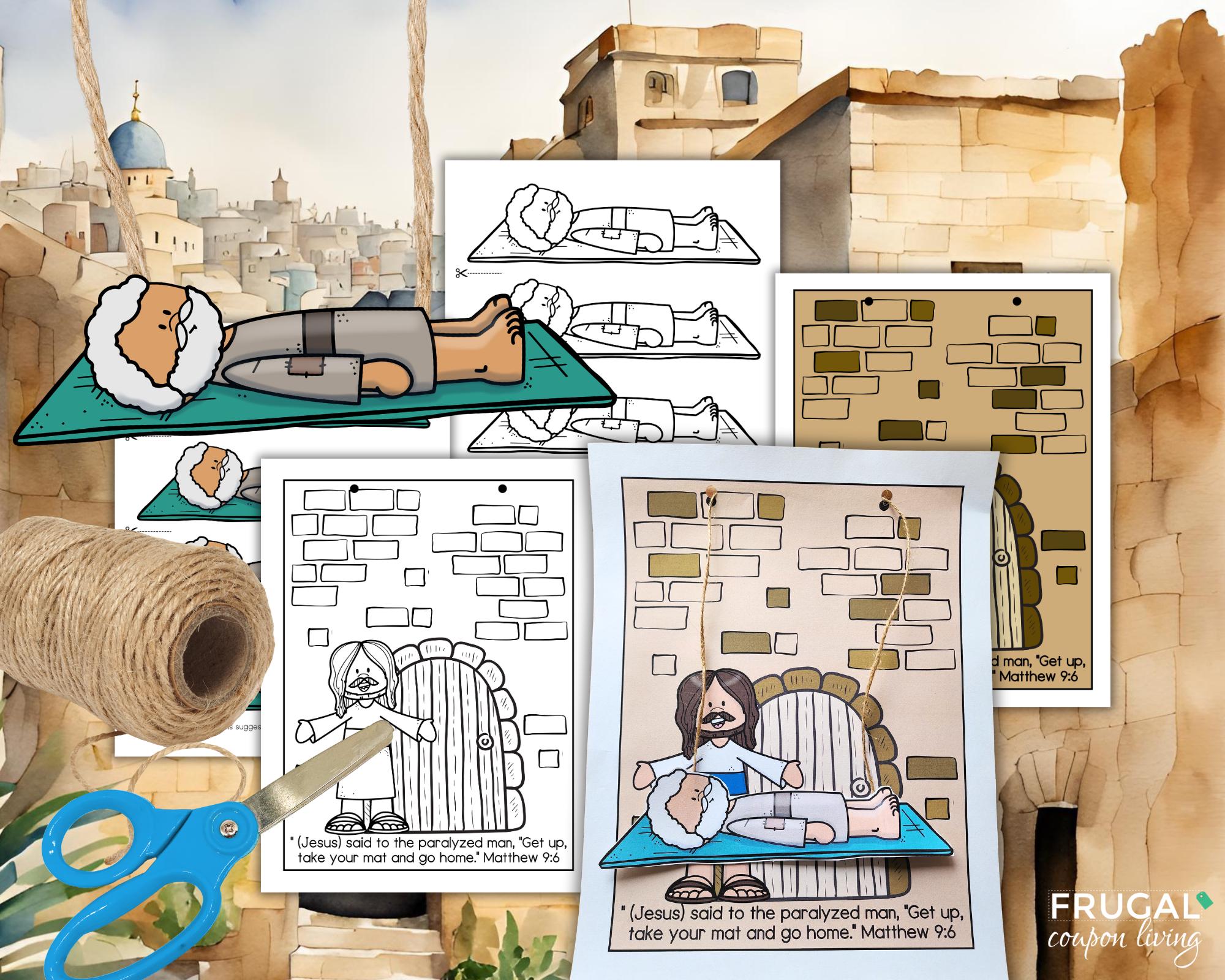 Jesus Heals a Paralyzed Man Craft Set + Coloring Wheel & Activity Mat ...