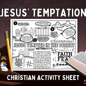 Jesus is Tempted in the Wilderness Activity Mat, Matthew 4:1-11 Bible ...