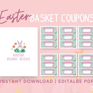 Editable Easter Basket Coupons for Kids | Super Cute Bunny Bucks for ...