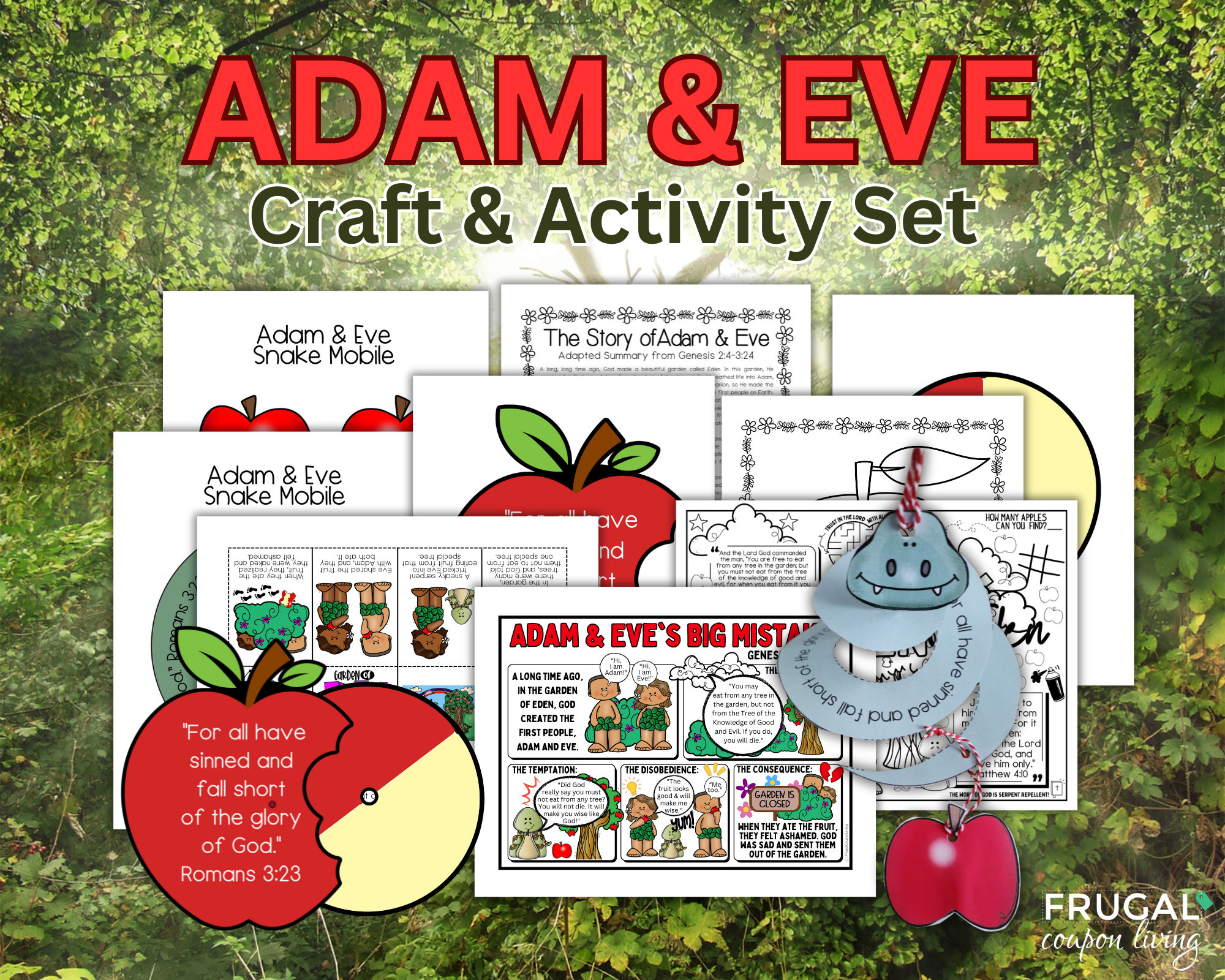 Adam and Eve Crafts for Sunday School Printable Set, Garden of Eden ...