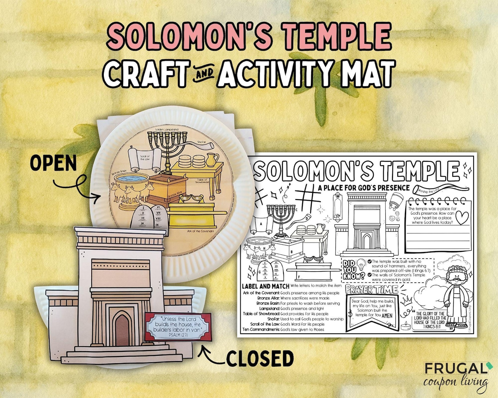 Solomon Builds the Temple Craft Paper Plate and Activity Sheet, 1 Kings ...