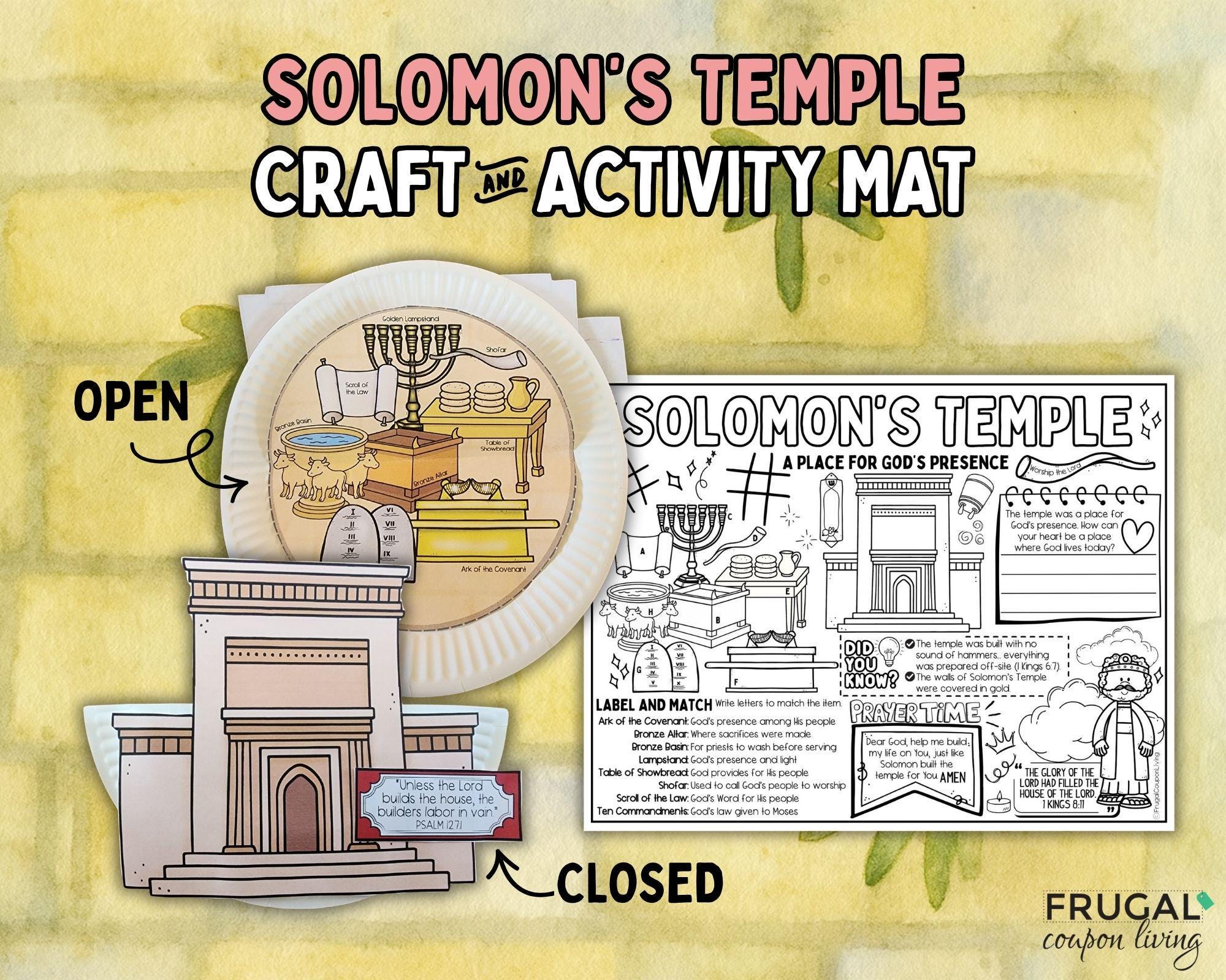 Solomon Builds the Temple Craft Paper Plate and Activity Sheet, 1 Kings ...