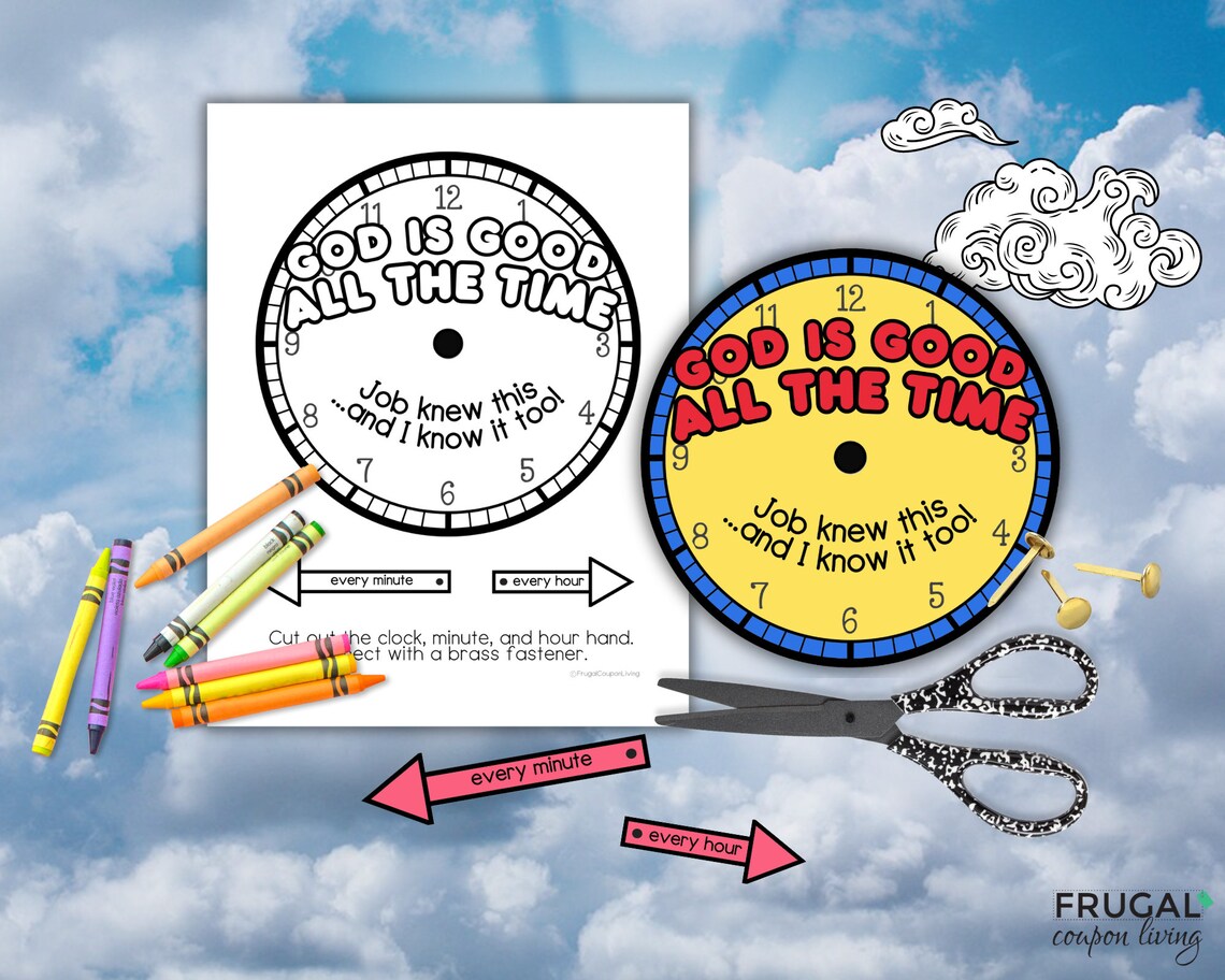 God is Good All the Time Craft for Kids, Book of Job Printable Clock ...
