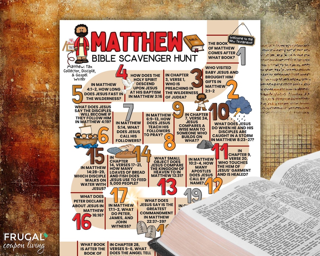 Matthew Bible Scavenger Hunt, Gospel Activity Printable, Book of ...