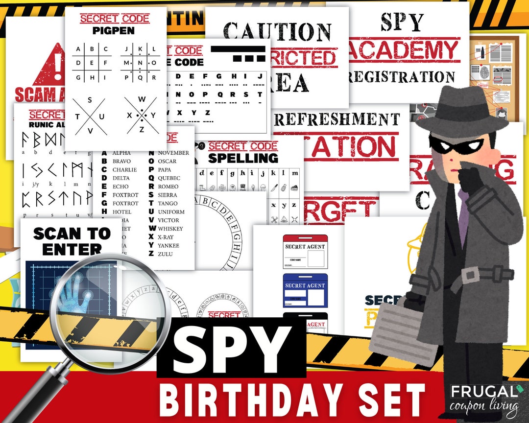 Printable Spy Birthday Party Set, Secret Agent Party Decorations, Spy ...