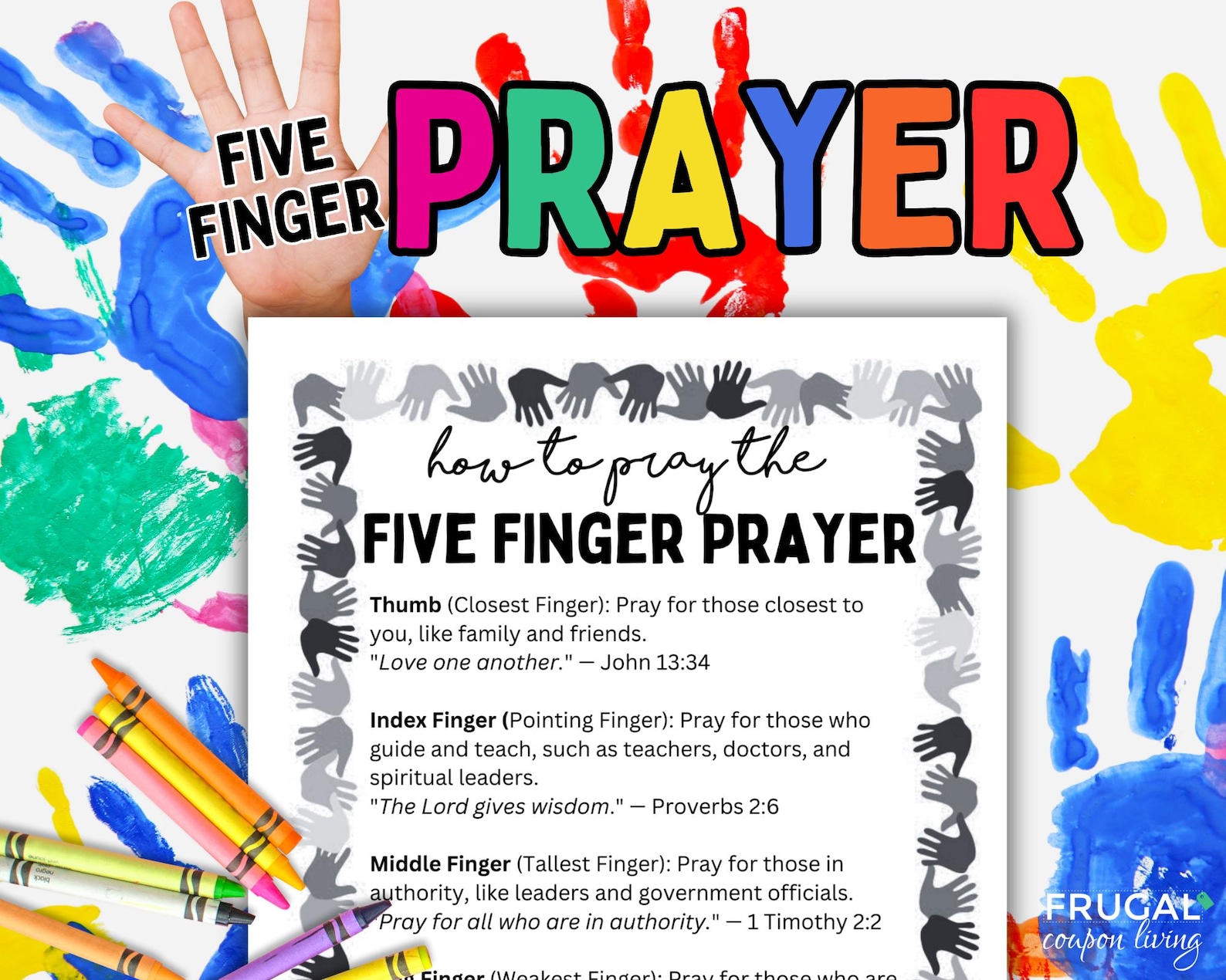 5 Finger Prayer Coloring Wheel Printable, 5 Finger Prayer Method ...