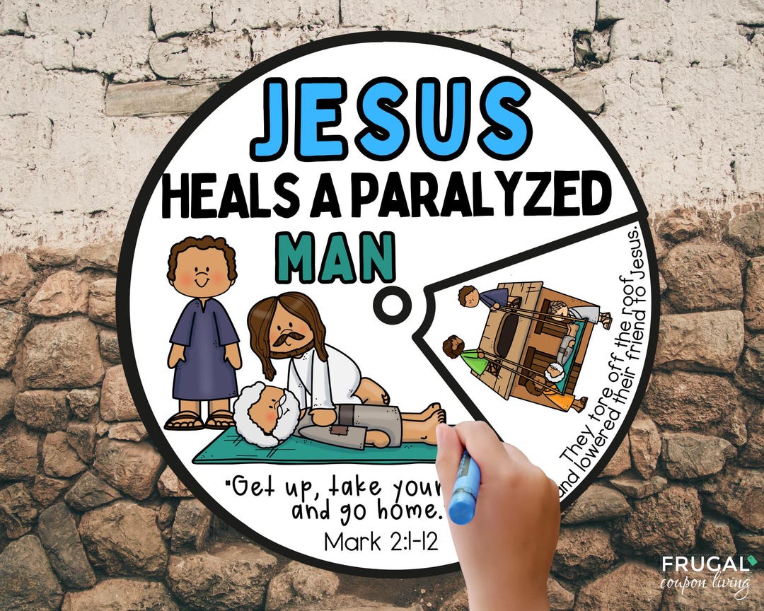 Jesus Heals a Paralyzed Man Coloring Wheel Craft, Miracles of Jesus ...