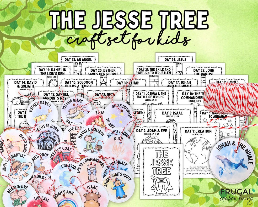 Jesse Tree Ornaments and Printable Coloring Pages Set, the Jesse Tree ...