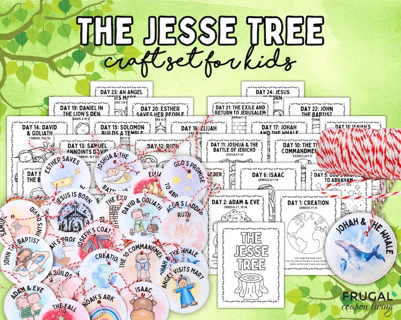 Jesse Tree Ornaments and Printable Coloring Pages Set, the Jesse Tree ...