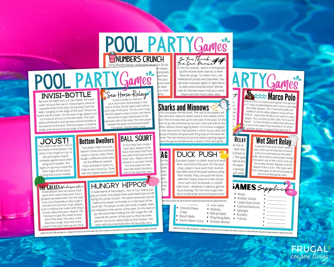Splash-tastic Pool Party Games Printable 18 of the Best - Etsy Canada