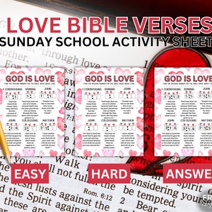 Bible Verses on Love Printable for Kids, Sunday School Valentine's Day ...