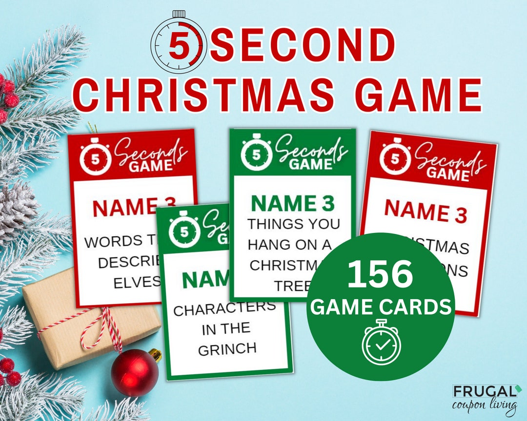 5 Second Christmas Game Printable | 156 Fast Thinking 5 Second Game ...