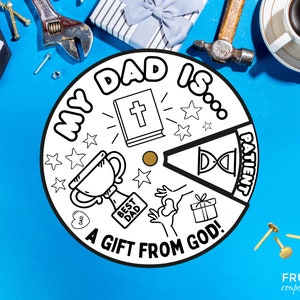 DIY Christian Father's Day Coloring Wheel Bible Craft for Kids, 8 Bible ...