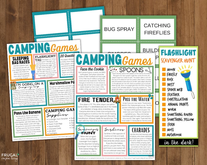Camping Games Printable Directions & Supply List 18 Fun - Etsy