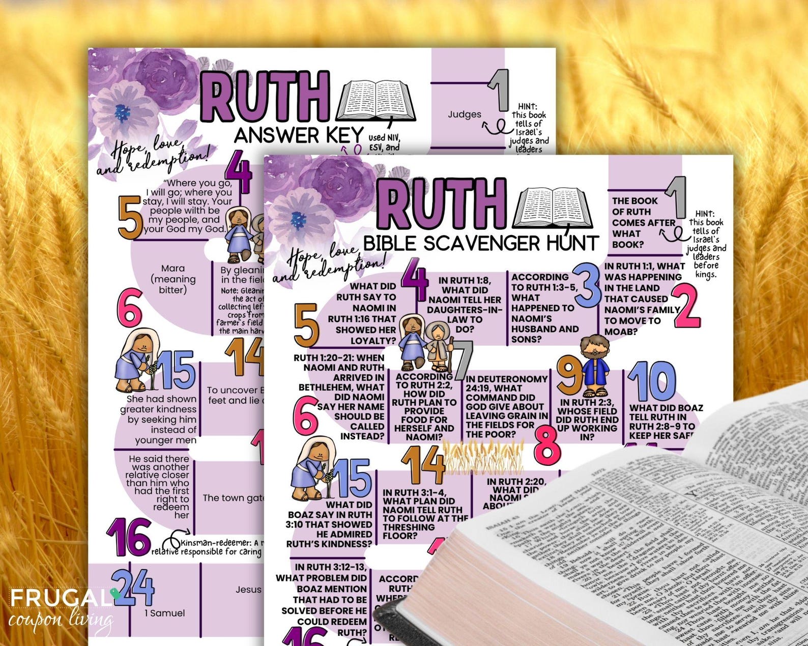 Ruth Bible Scavenger Hunt, Old Testament Bible Trivia Printable, Book ...