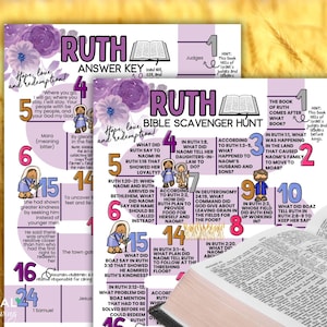 Ruth Bible Scavenger Hunt, Old Testament Bible Trivia Printable, Book ...