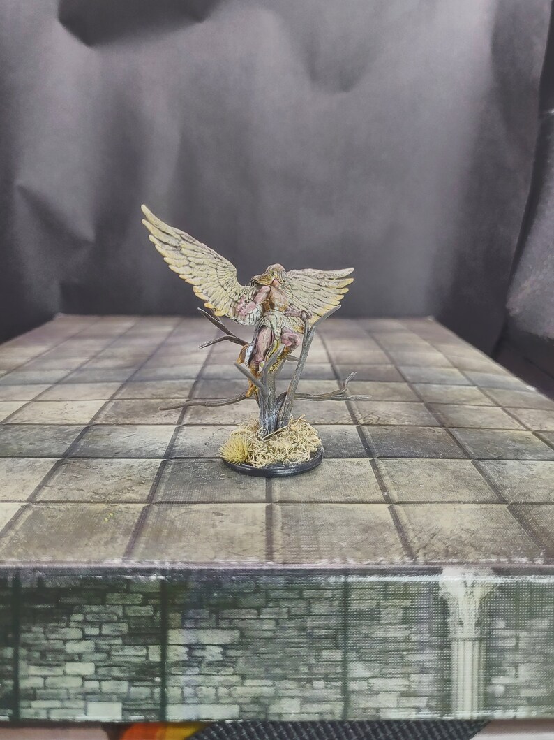 Harpy Monster Hand Painted Custom Base and Stand Posed Flying From Nest ...