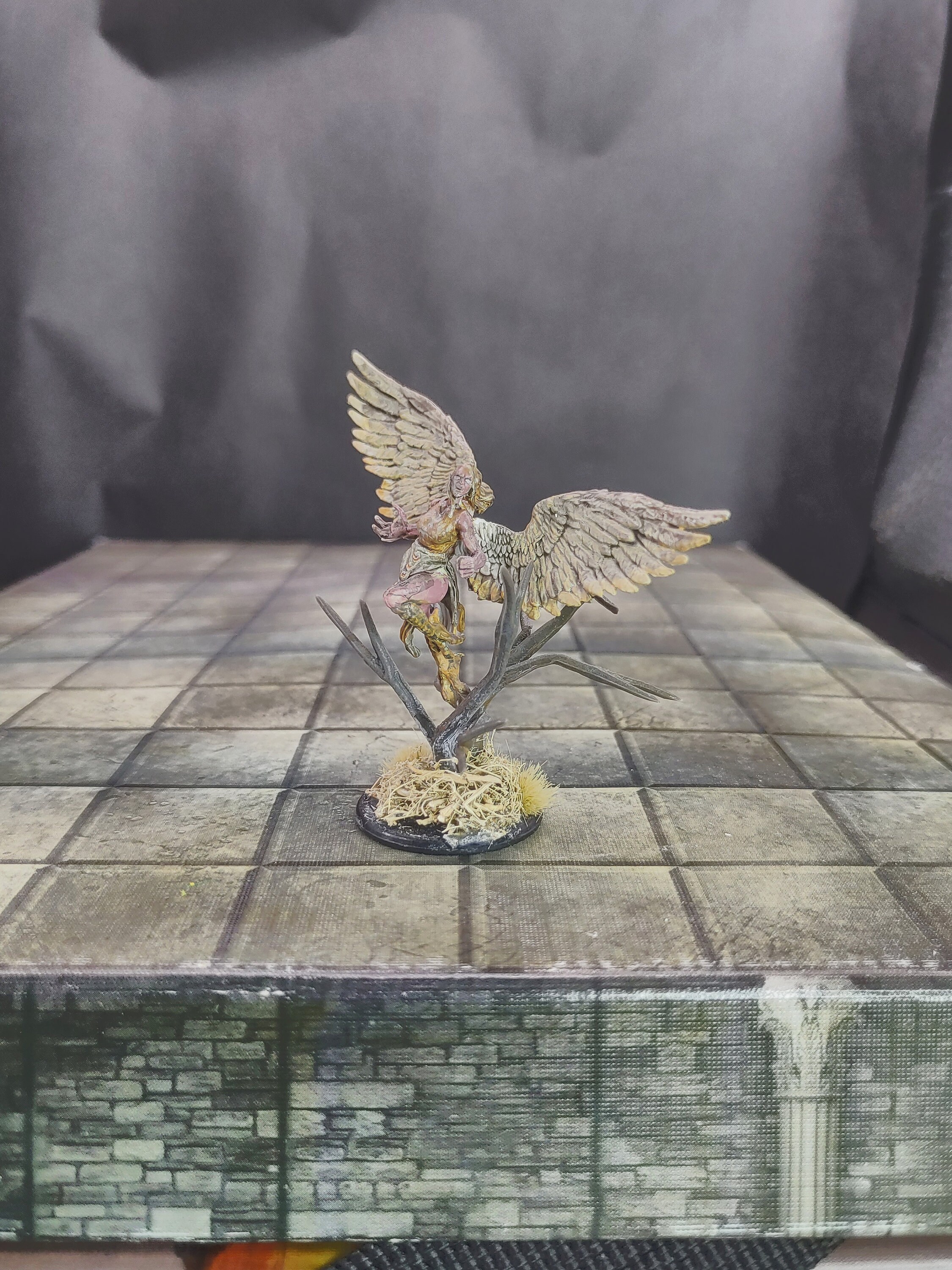 Harpy Monster Hand Painted Custom Base and Stand Posed Flying From Nest ...