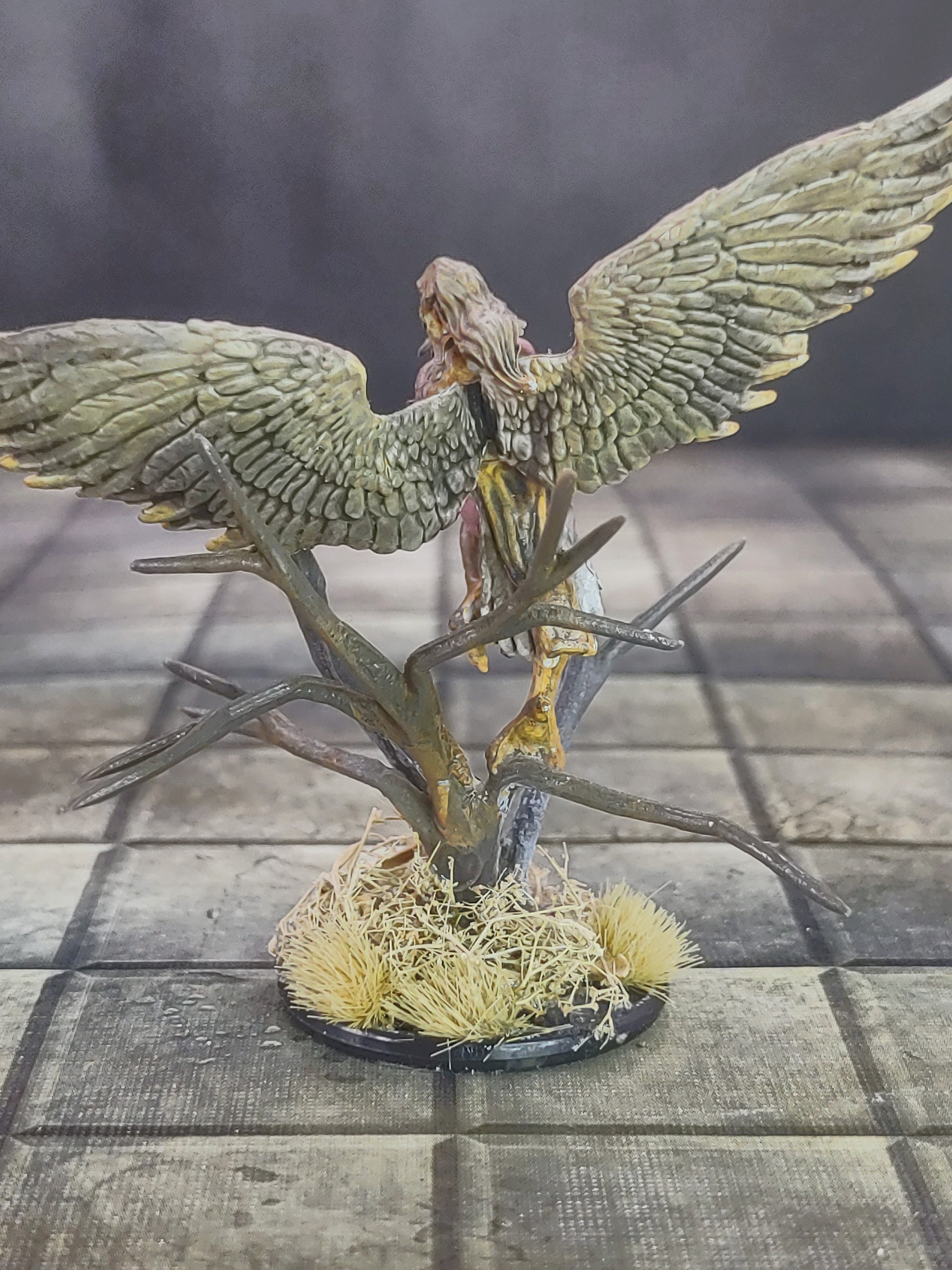 Harpy Monster Hand Painted Custom Base and Stand Posed Flying From Nest ...