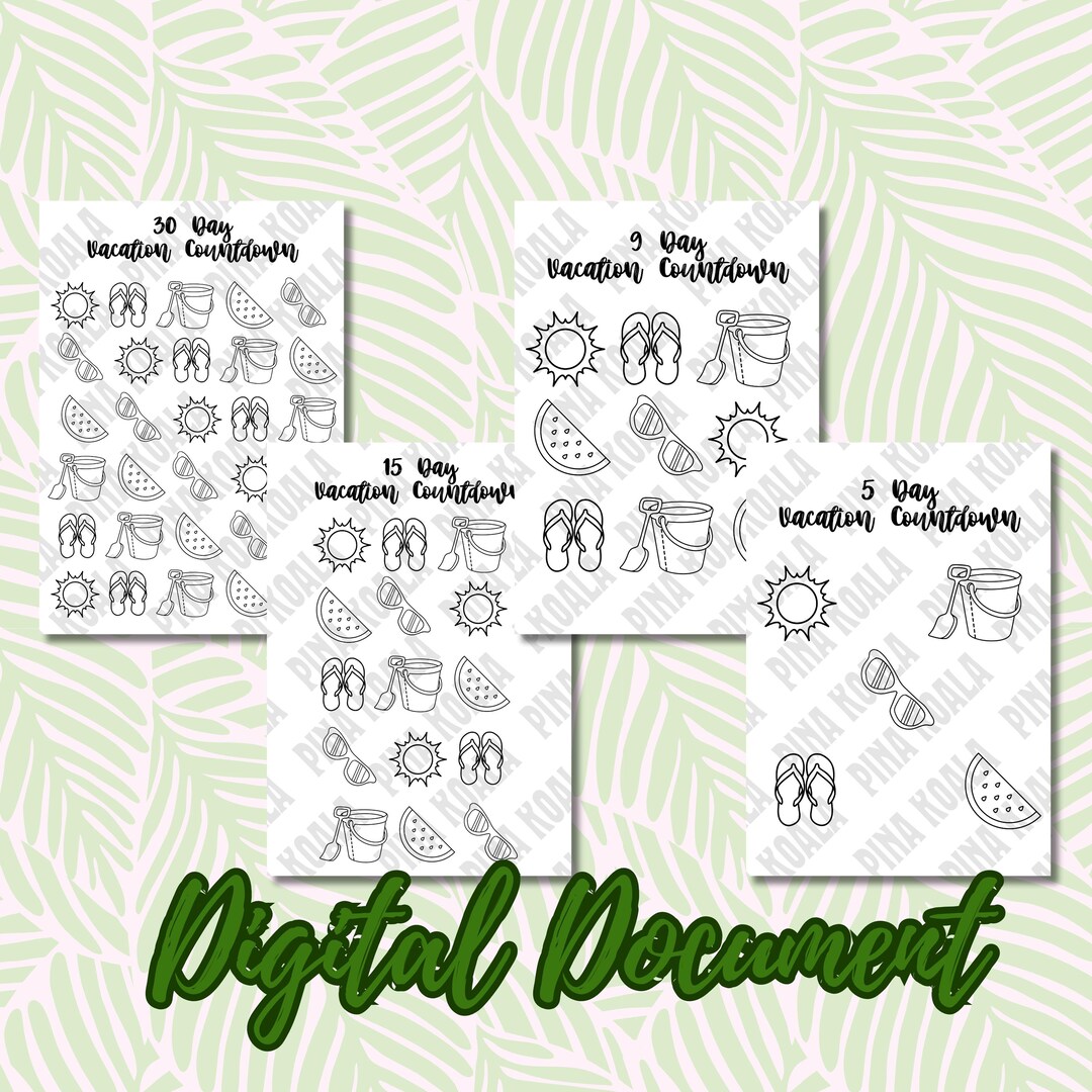 Summer Vacation Countdown Bundle | Digital Journaling - Etsy