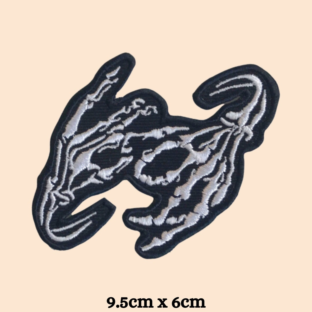 Skull Hand Skeleton Fingers Badge Logo Iron Sew on Embroidered - Etsy