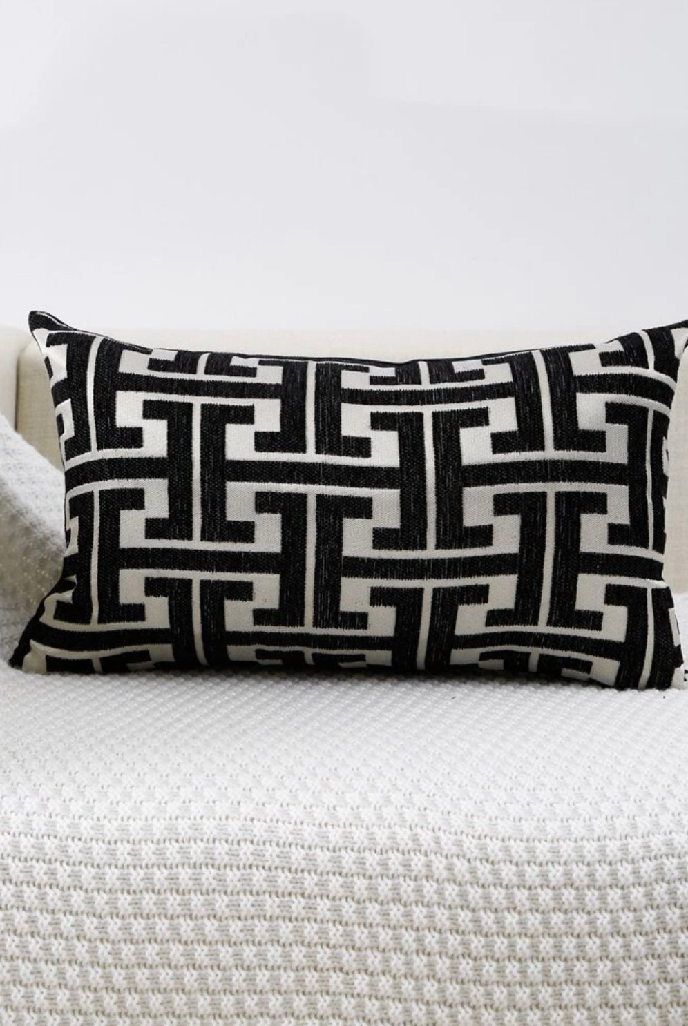 Black and White Geometric Pattern Rectangular Cushion & Inner - Etsy