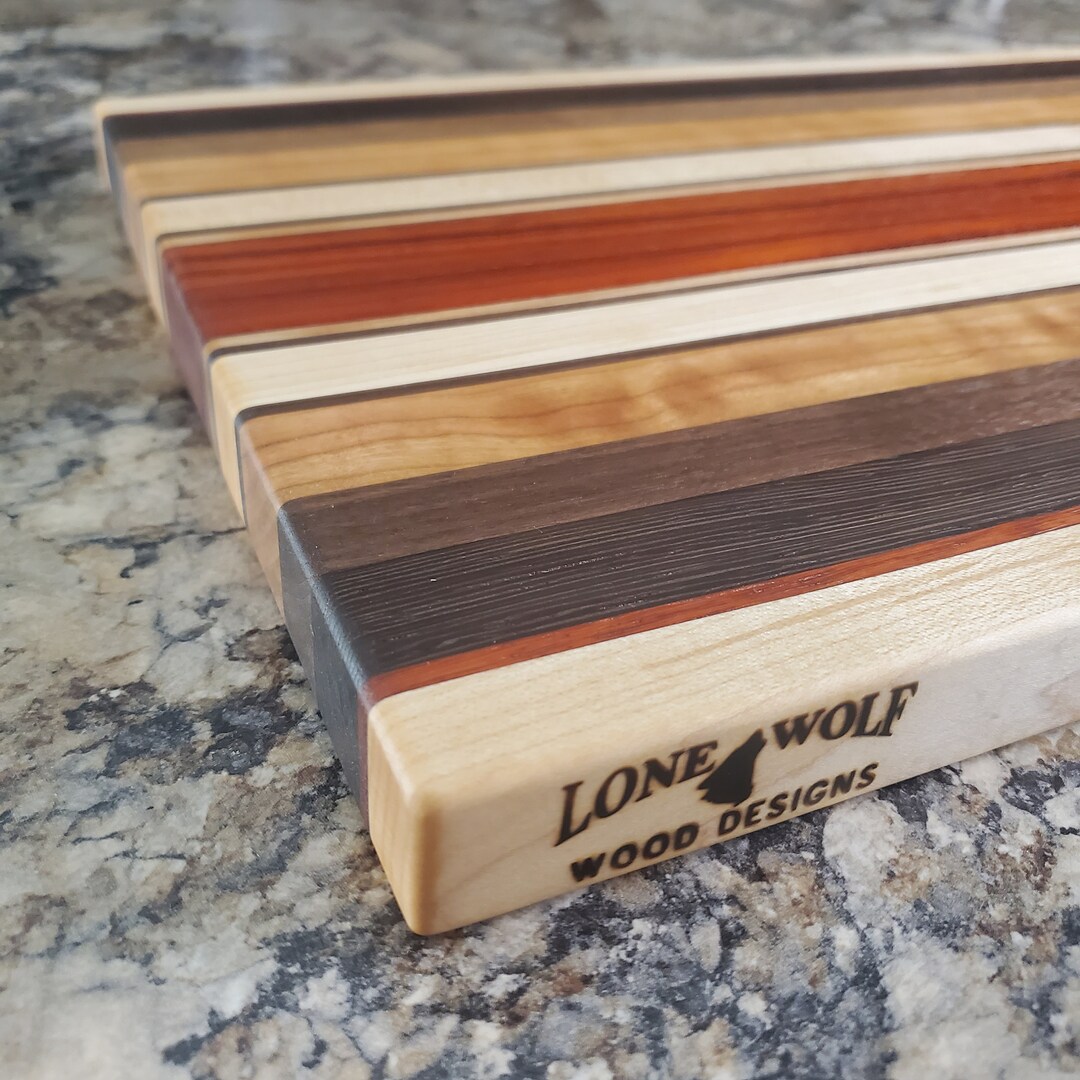 Monarch, Handcrafted Artisan Cutting Board, Hardwood Striped Cutting ...