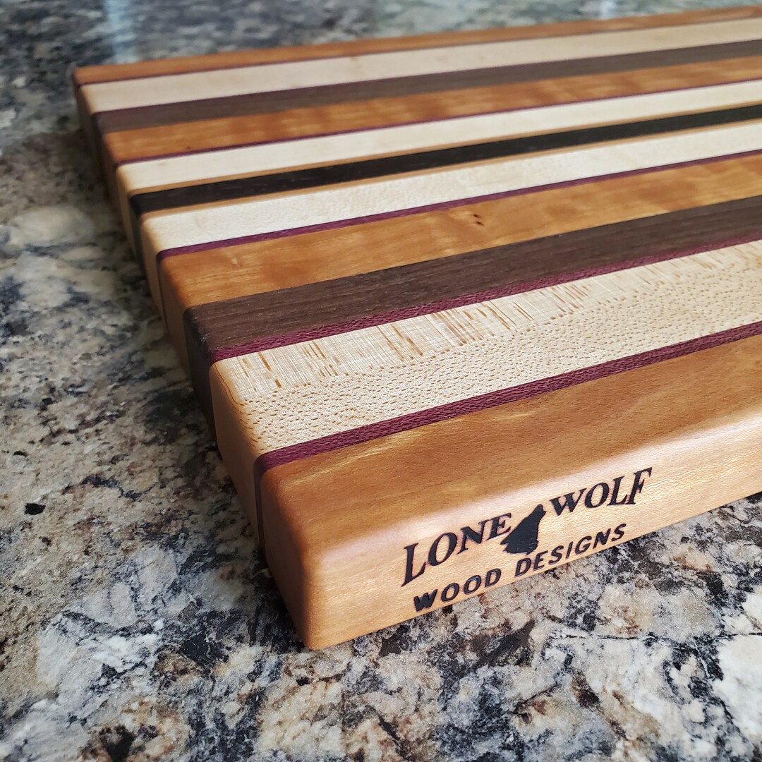 Peekaboo, Handcrafted Artisan Cutting Board, Hardwood Striped Cutting ...