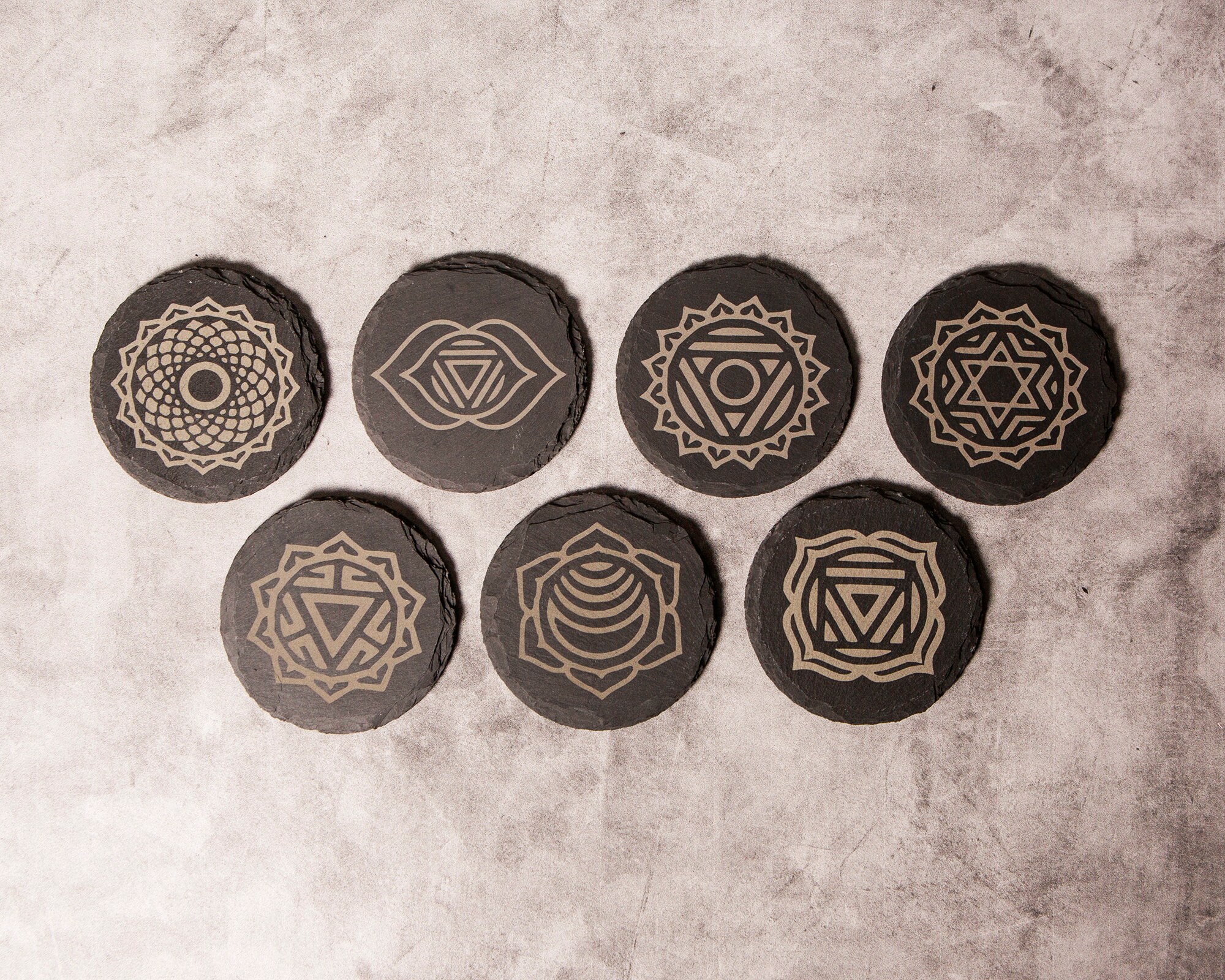 7 Chakras Slate Coasters - Etsy
