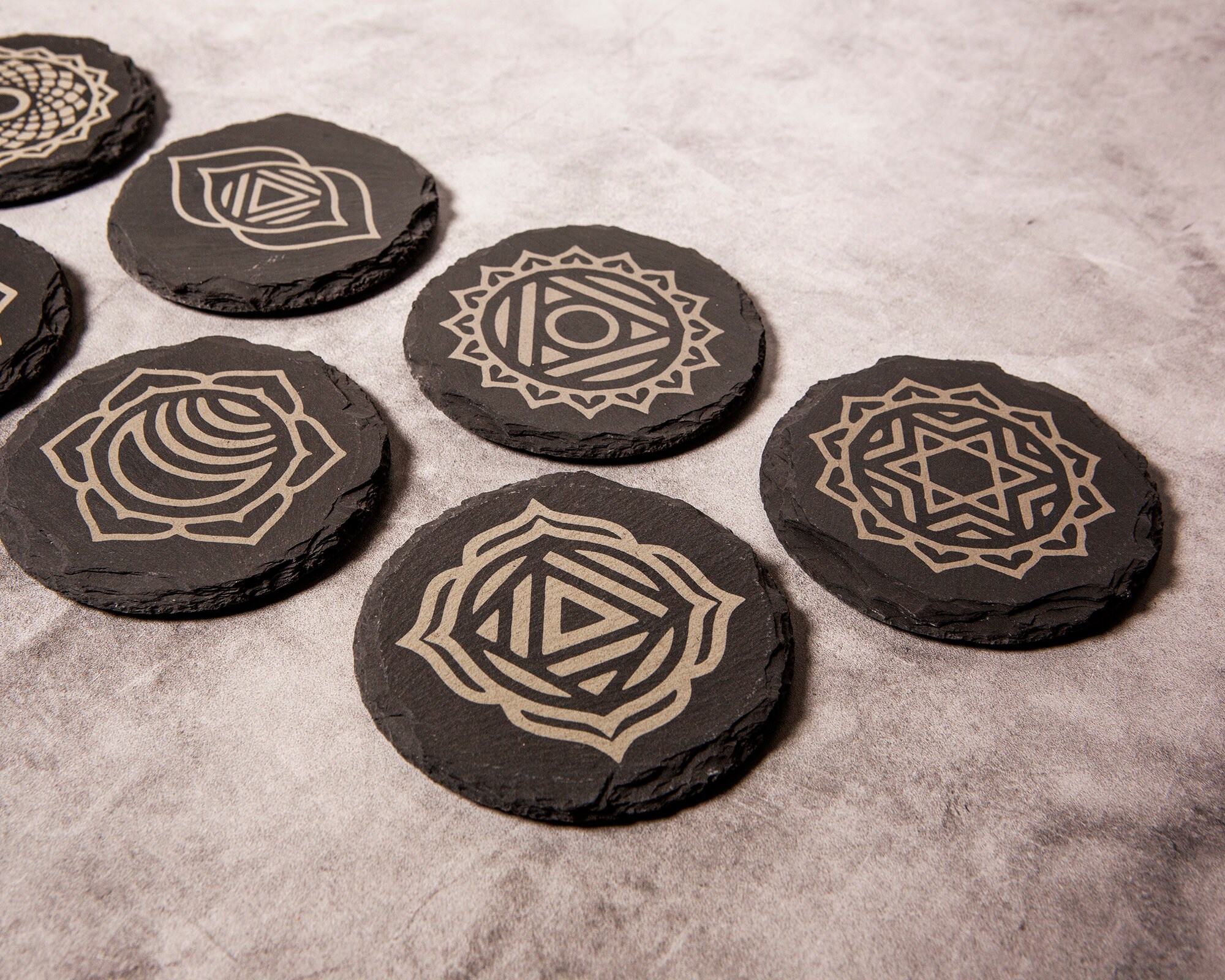 7 Chakras Slate Coasters - Etsy