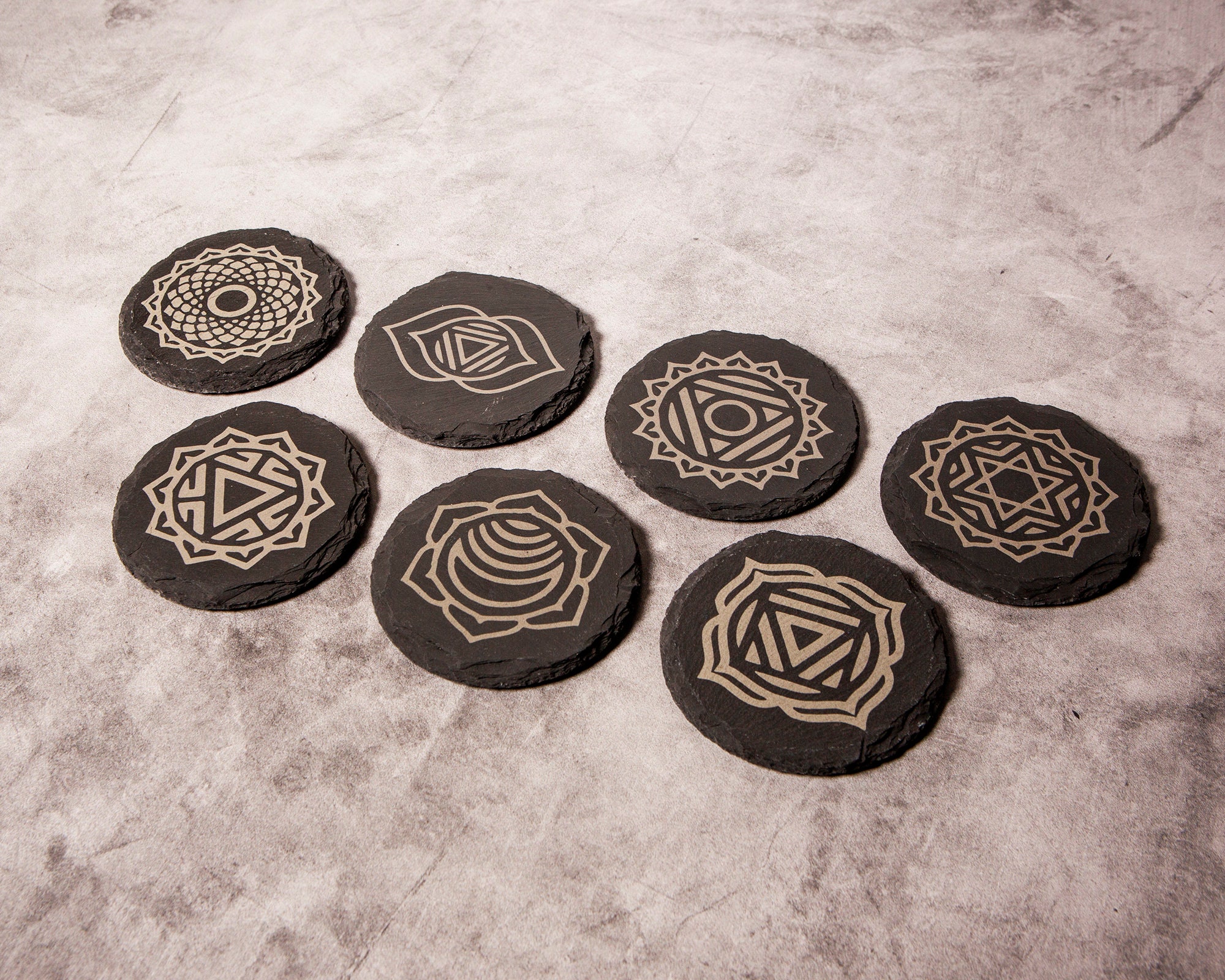 7 Chakras Slate Coasters - Etsy