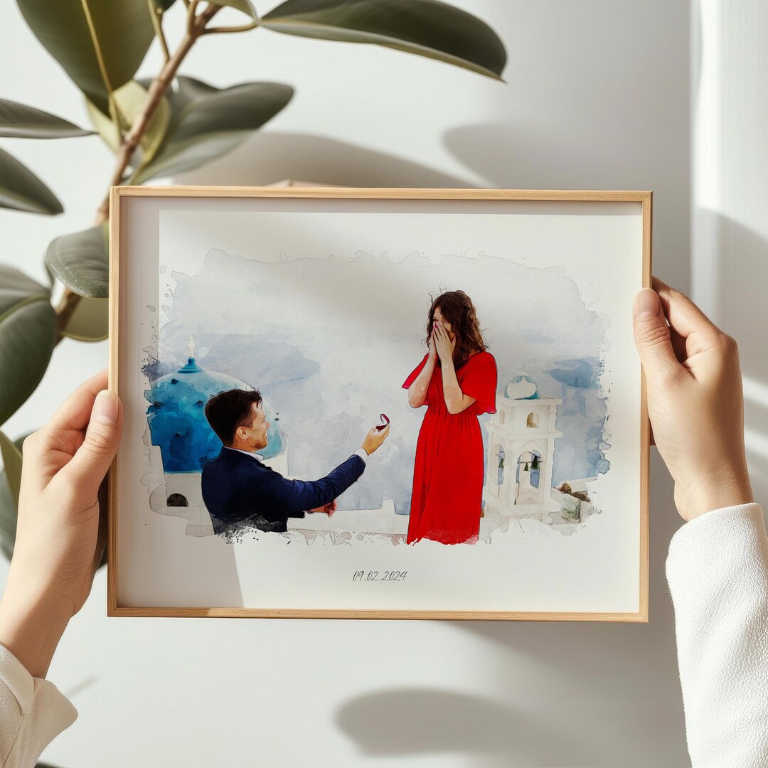 Custom Proposal Portrait, Proposal Gift, Anniversary Gift, Gift for ...