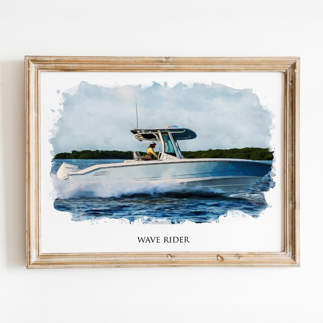 Custom Boat Portrait, Boat Print, Boat Captain Gift, Personalized Boat ...
