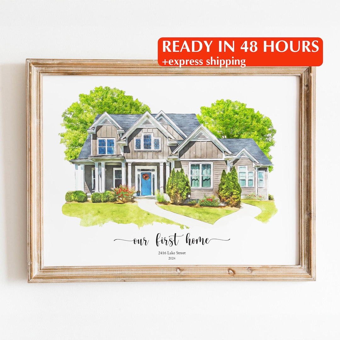 Custom Watercolor House Portrait, First Home Gift, House Painting ...