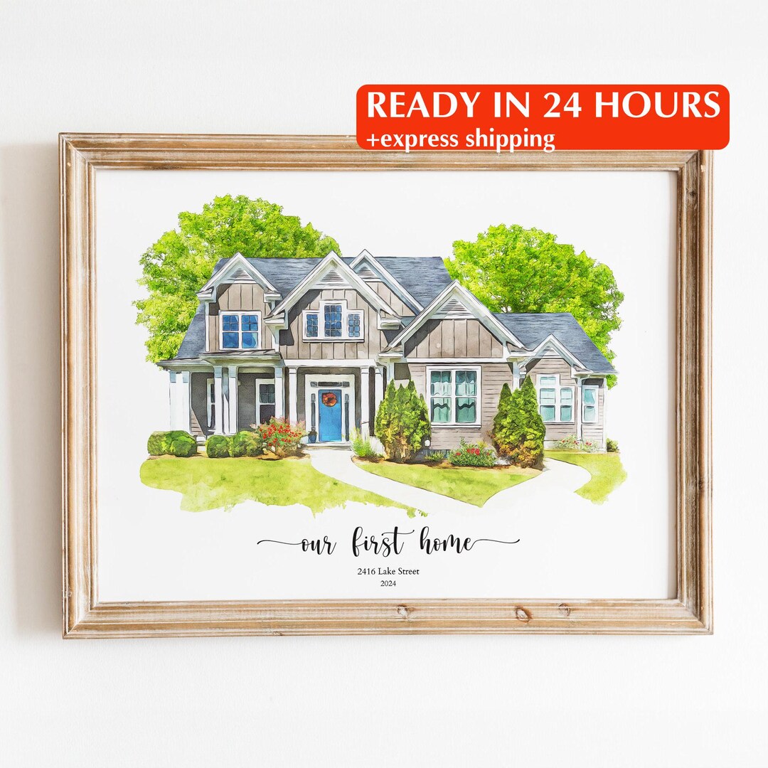 Watercolor House Painting, Watercolor Home Portrait, Watercolor House ...