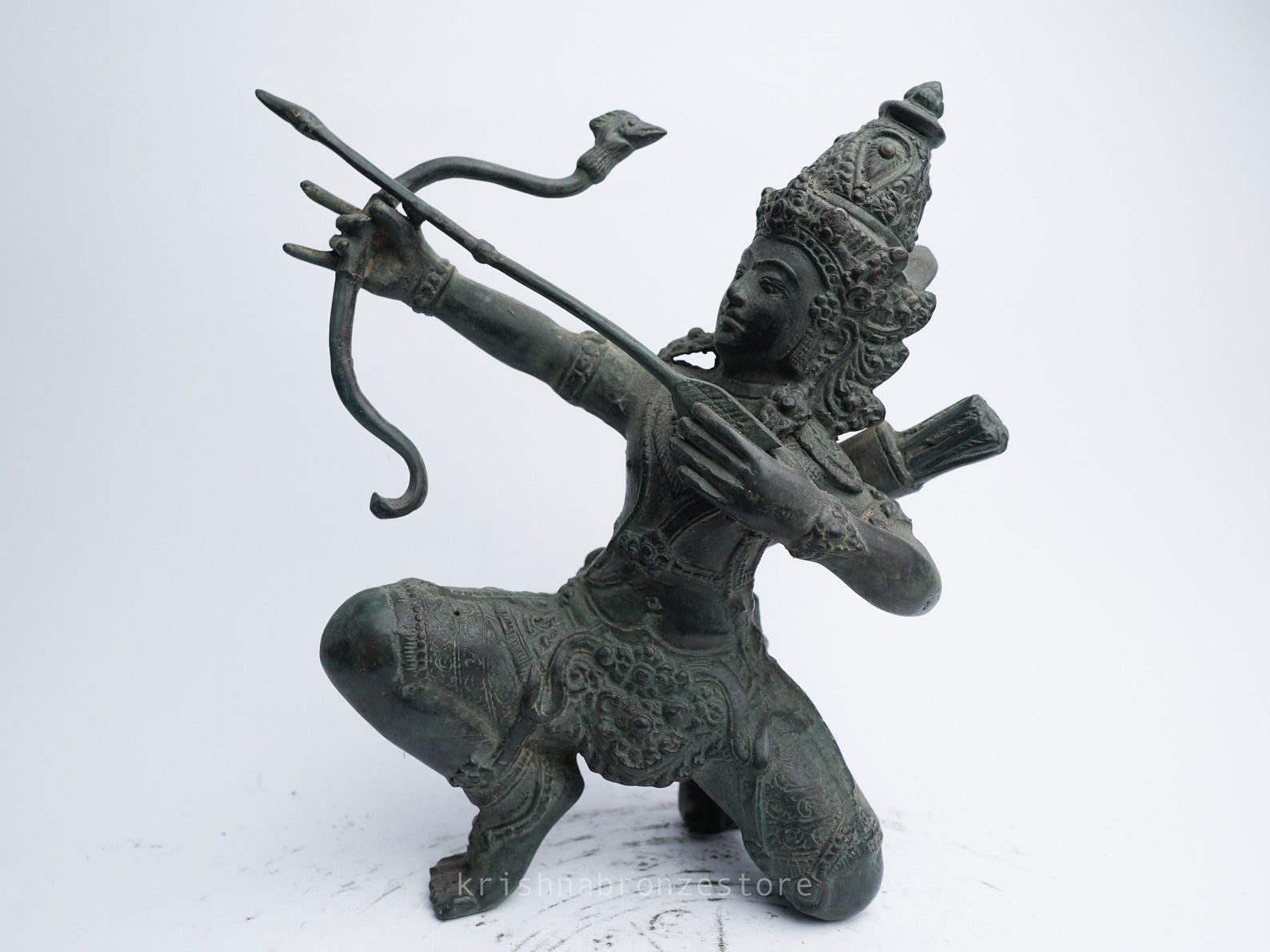 Vintage Arjuna Archery Statue - Hinduism - Bronze Statue - 10.2" Inch ...