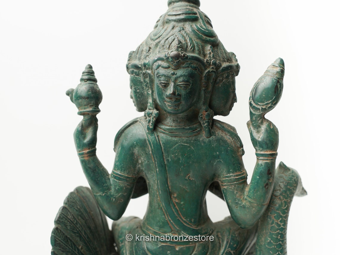 Four Faces Lord Brahma Bronze Statue Sitting on Goose Hindu - Etsy