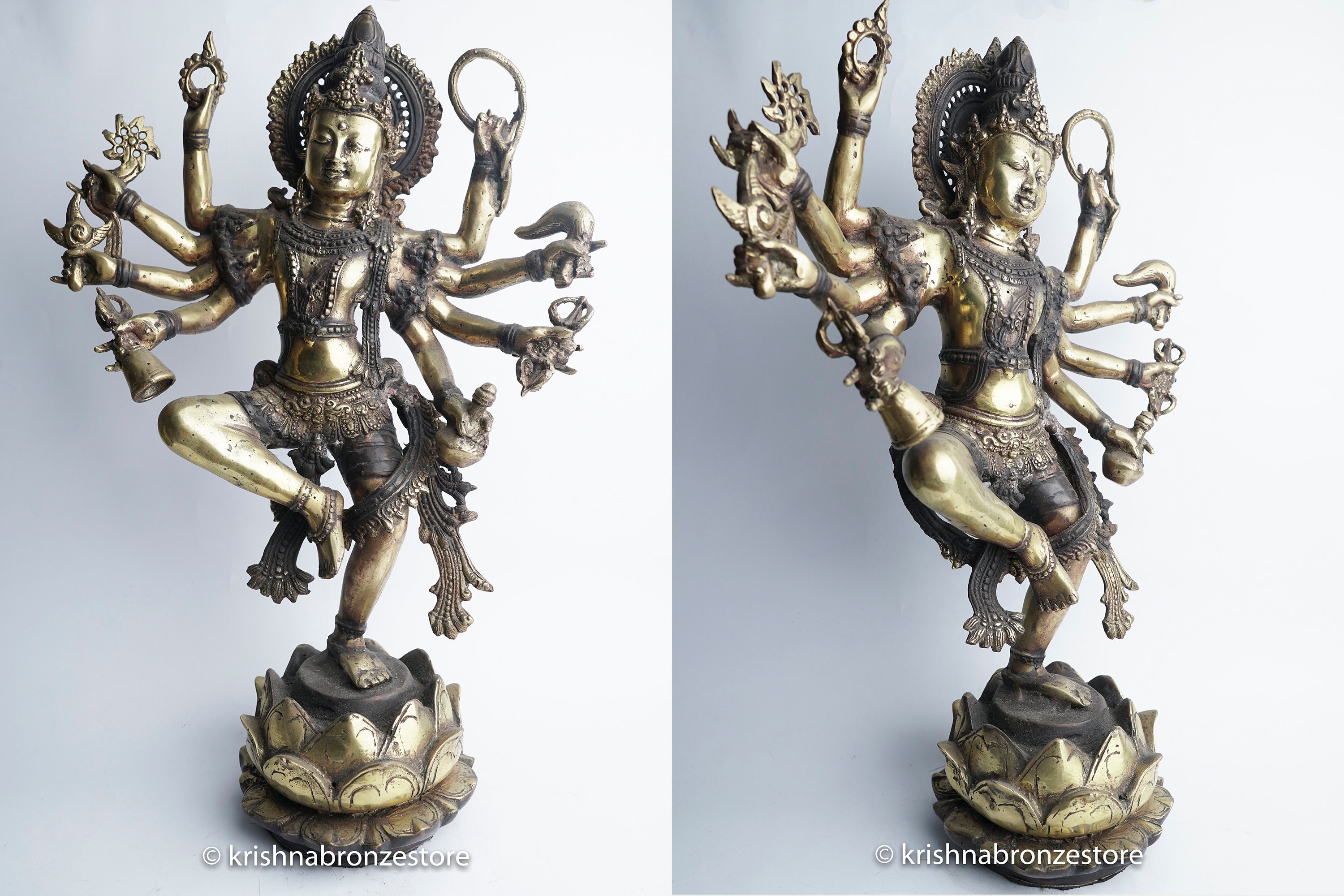 8 Armed of Lord Krishna Statue , Krishna Sculpture, Hindu God, Vintage ...