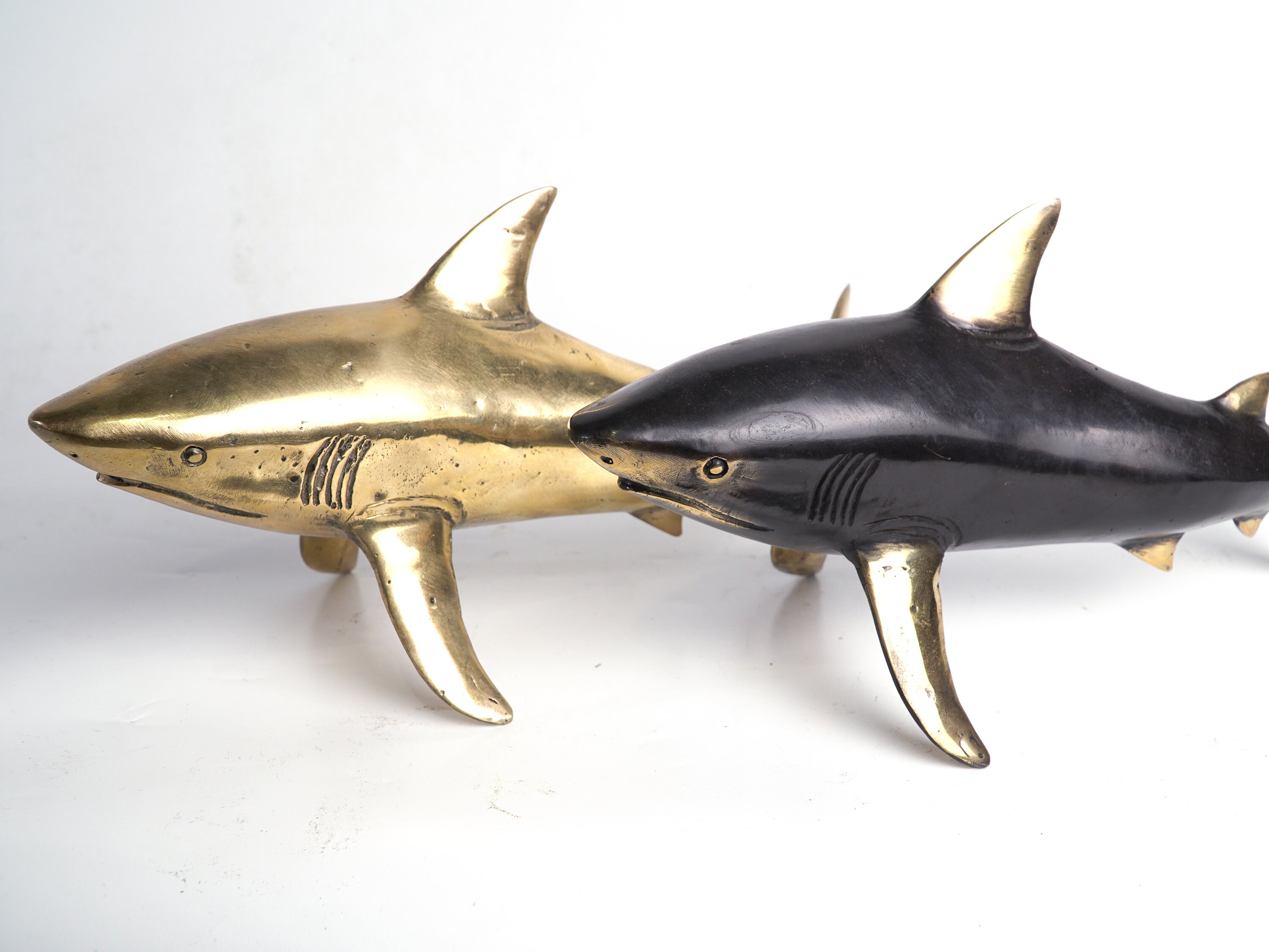 Bronze Shark Sculpture, White Shark, Sea Life, Shark Statue, Handmade ...