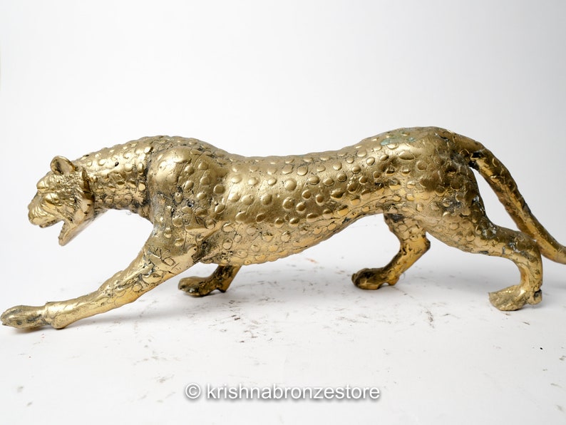 Gold Panther Statue - Animal - Brass Sculpture - 2.9" Inch / 7.4 ...