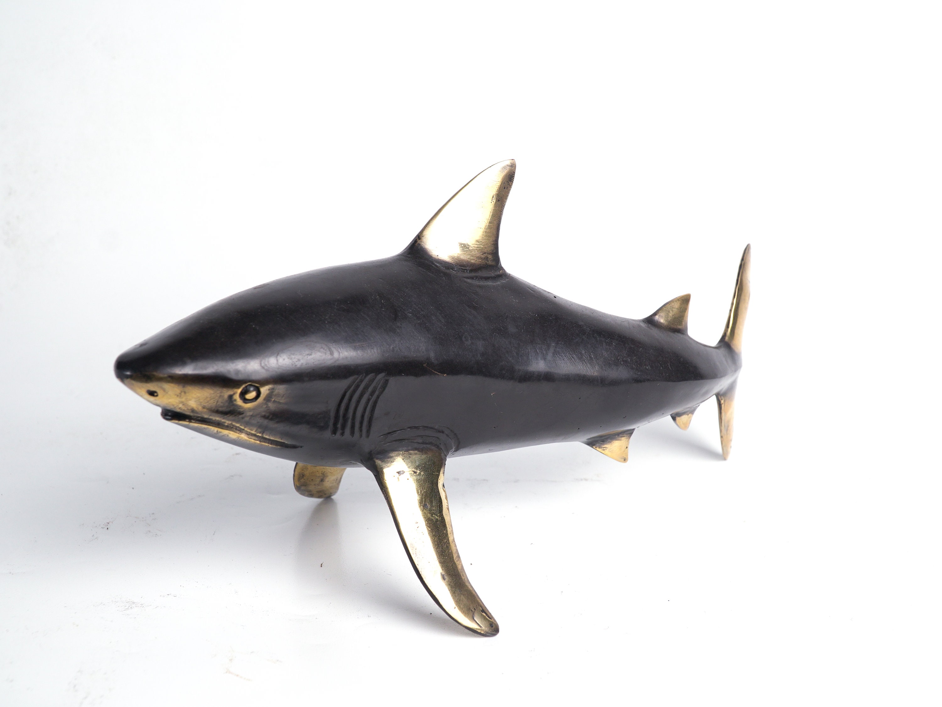 Bronze Shark Sculpture, White Shark, Sea Life, Shark Statue, Handmade ...