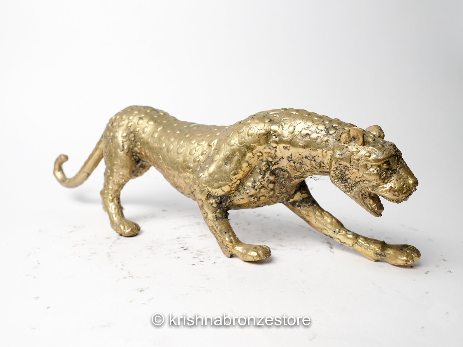 Gold Panther Statue - Animal - Brass Sculpture - 2.9" Inch / 7.4 ...