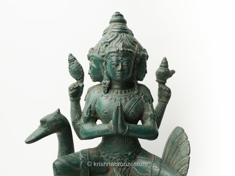 Four Faces Lord Brahma Bronze Statue Sitting on Goose , Hindu God ...