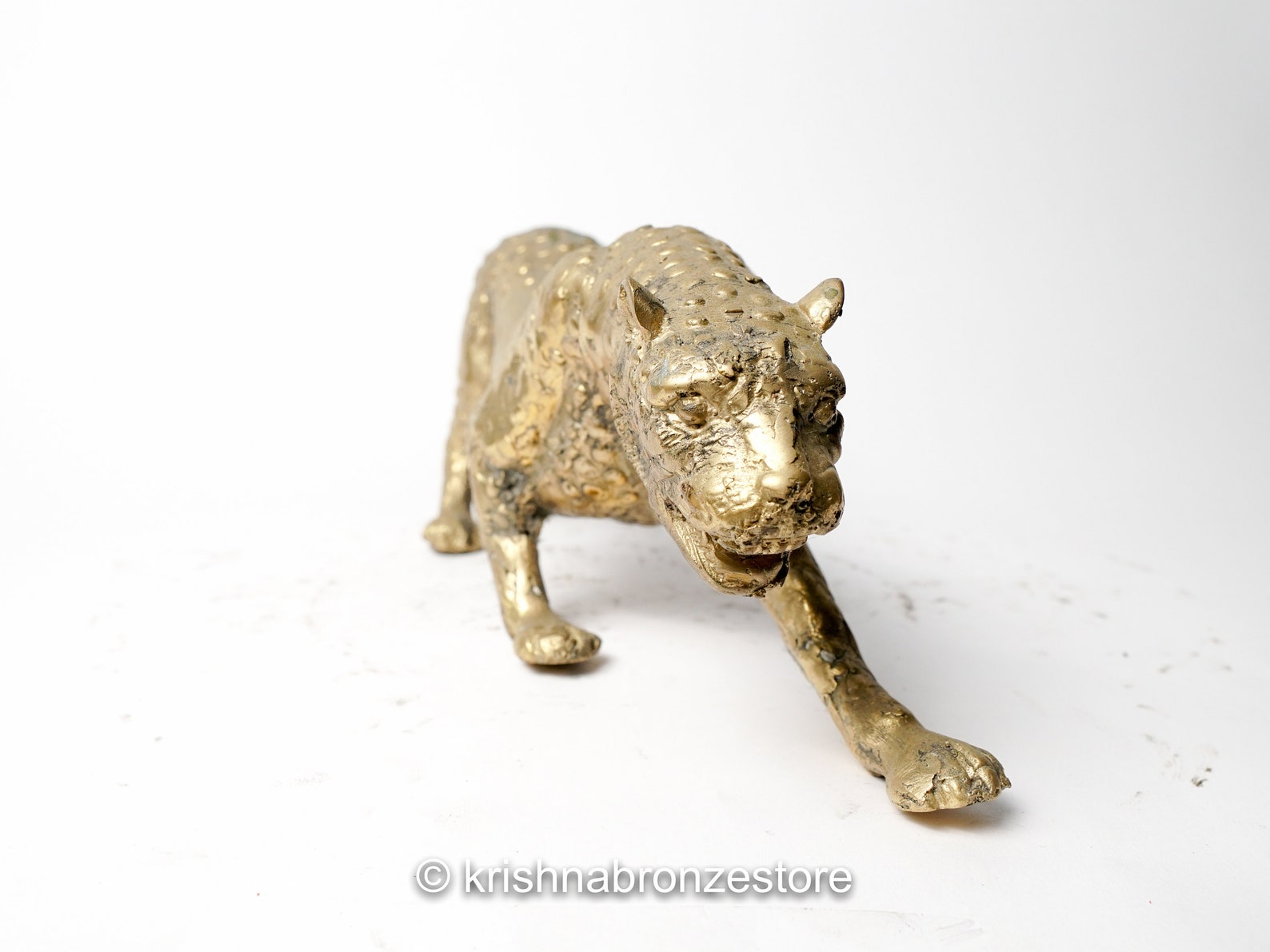 Gold Panther Statue - Animal - Brass Sculpture - 2.9" Inch / 7.4 ...